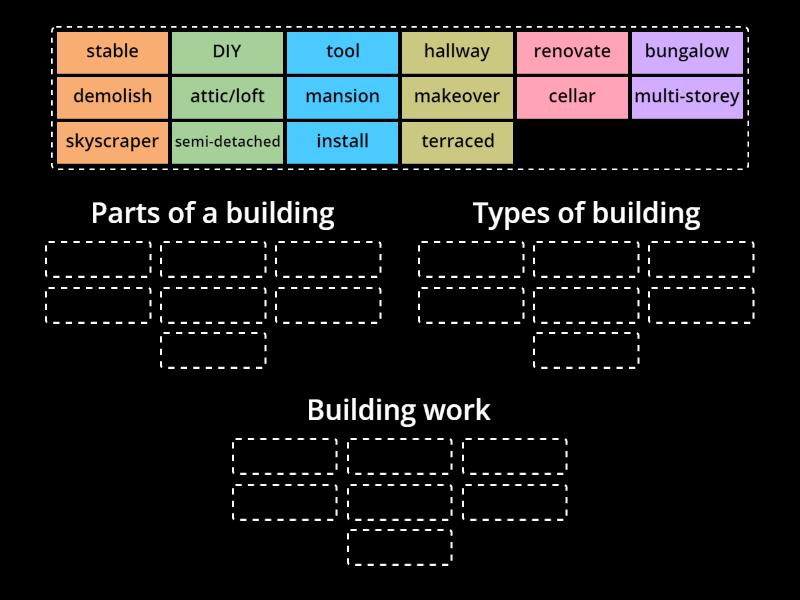 U6 Vocabulary: Buildings - Group sort