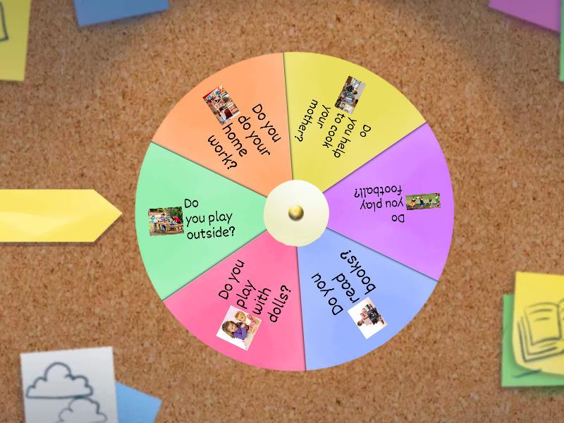 Ask and answer the questions. - Random wheel