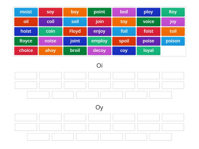Oi/Oy Word Sort - Group sort