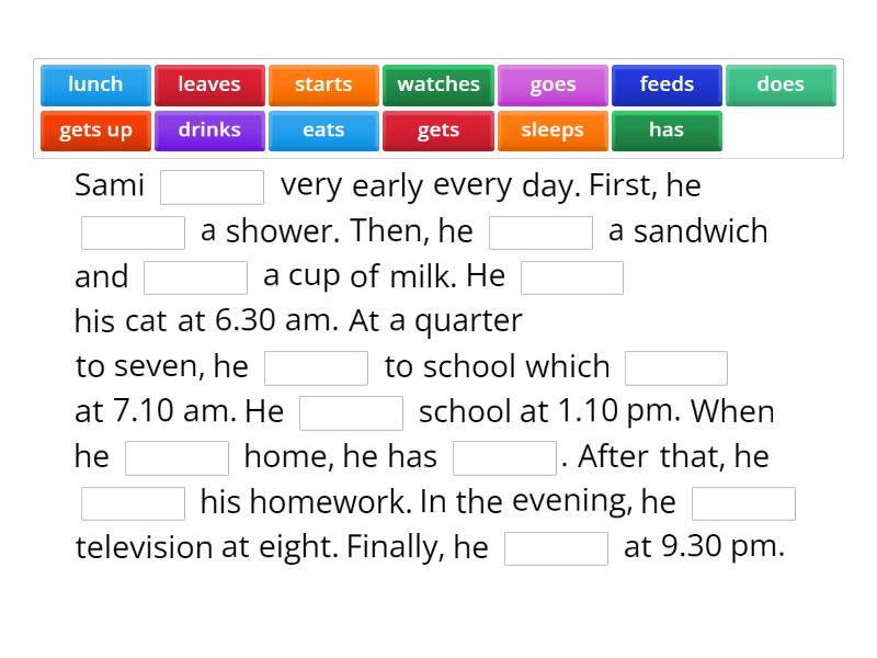Daily routines - Complete the sentence