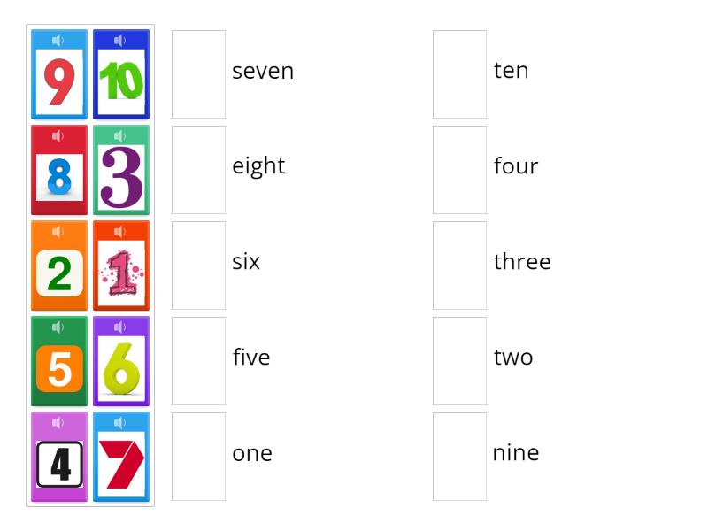 Numbers 1-10 with sound - Match up