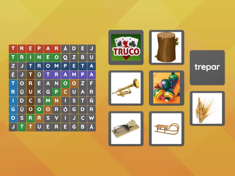 PALABRA CON TRA, TRE, TRI, TRO,TRU - Sopa de letras