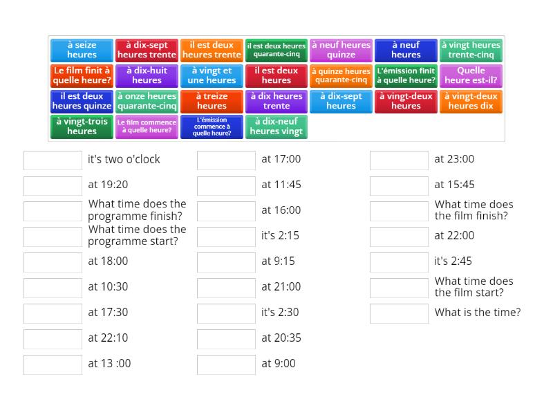 Y8 - UNIT 9 - 24-HOUR CLOCK - Match up