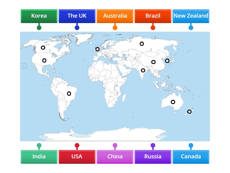 World Map - Labelled diagram