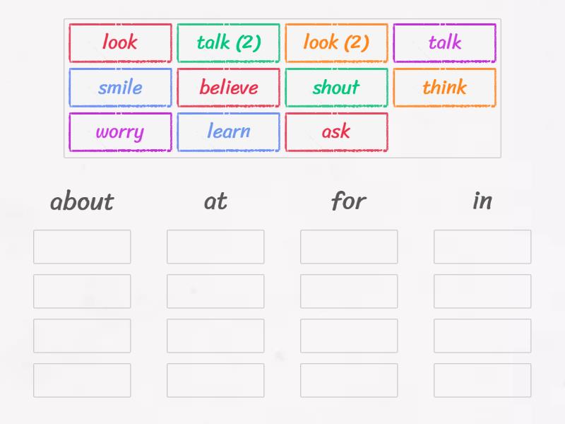 Verbs and prepositions WW1 - Group sort