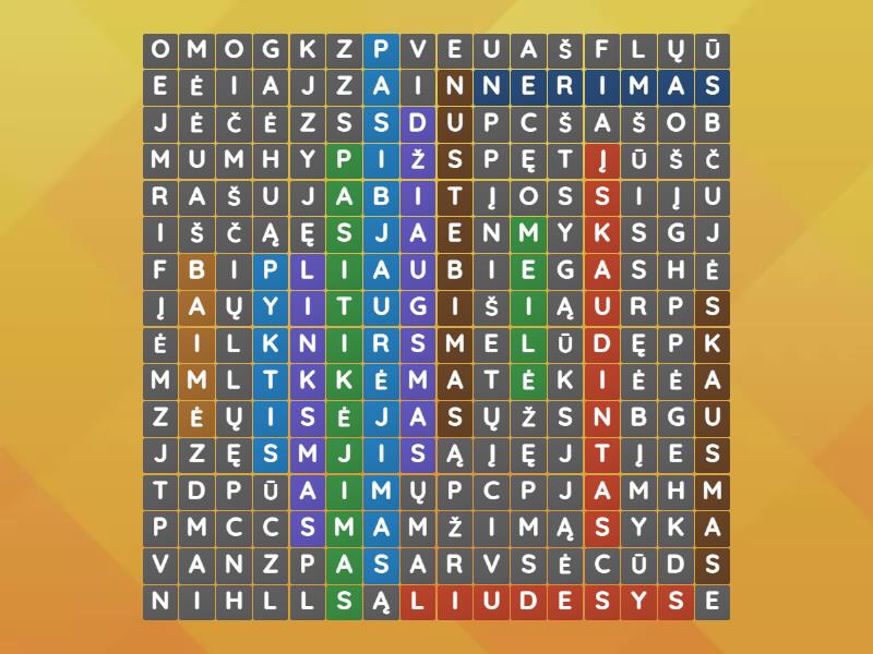 jausmai ir emocijos - Wordsearch