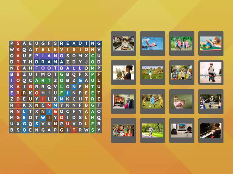 Kids' Hobbies - Wordsearch