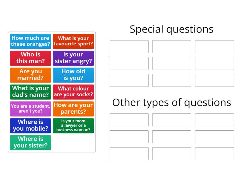 Special questions VS other types of questions - Group sort