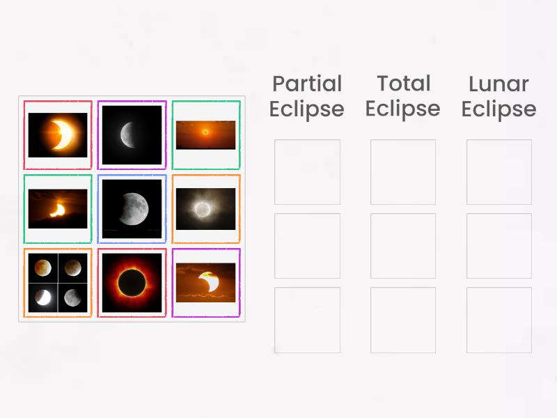 Partial Eclipse, Total Eclipse, or Lunar Eclipse - Group sort