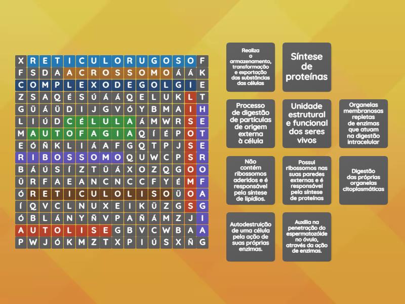 ORGANELAS CELULARES - Sopa de letras