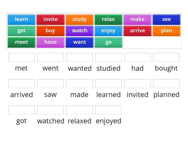 irregular and regular verbs A1 - Match up