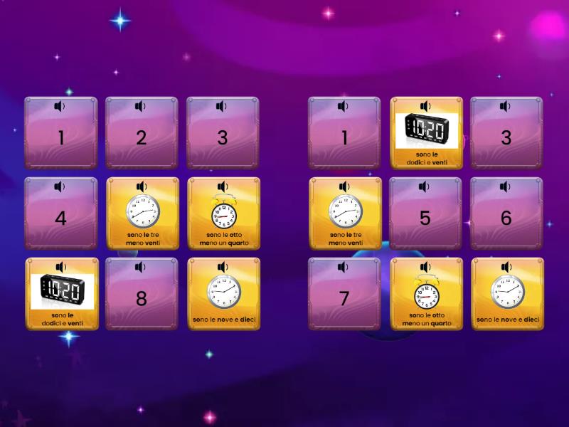 T TIME Che ore sono? What time is it? MEMORY GAME - Parejas