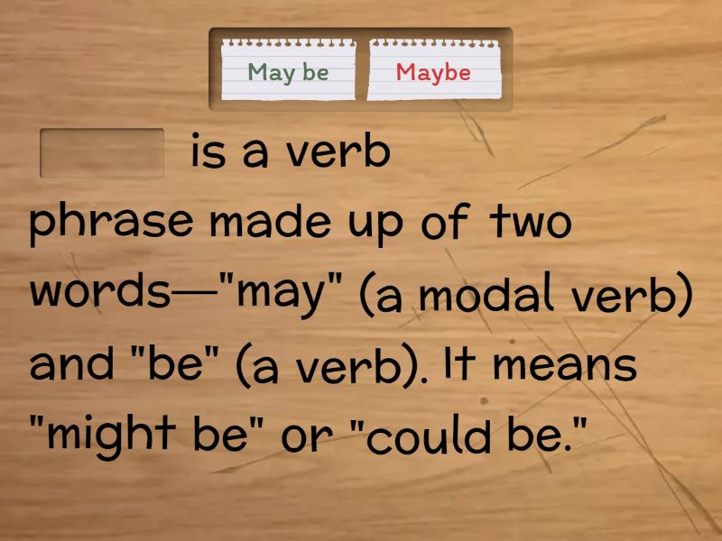 May be or maybe - Complete the sentence