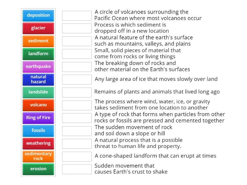 Earth Science Vocabulary - Match up