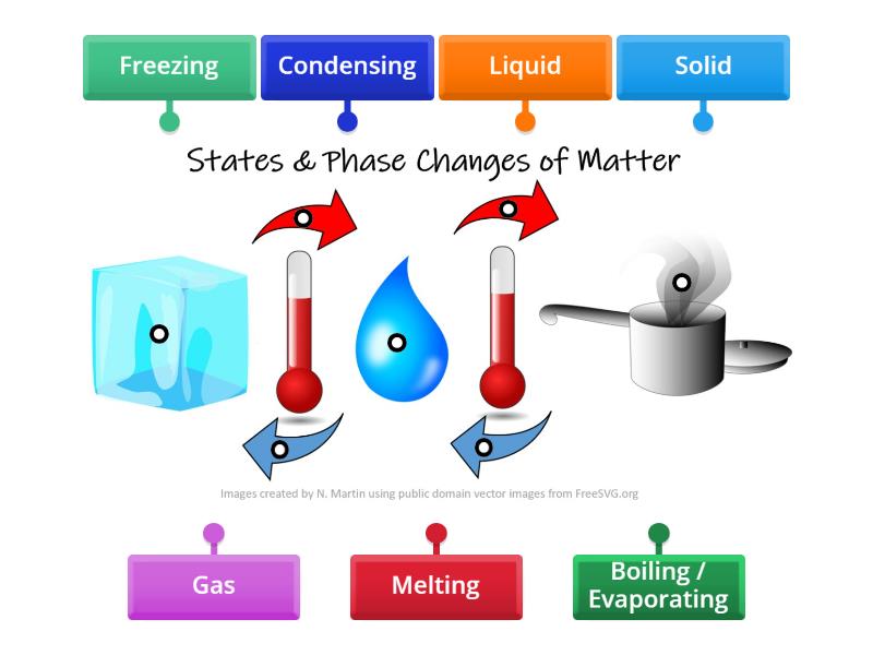 States & Phase Changes of Matter - Diagrama con etiquetas