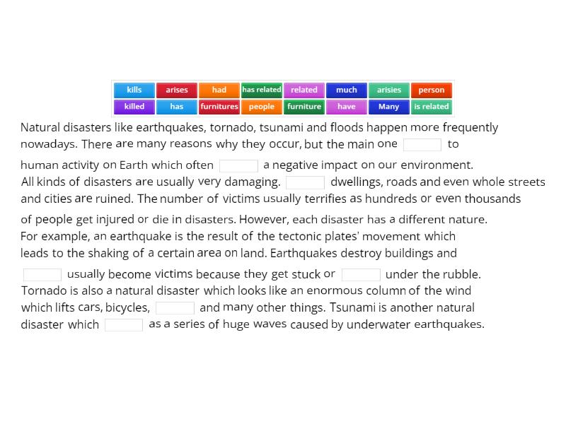 disasters - Complete the sentence