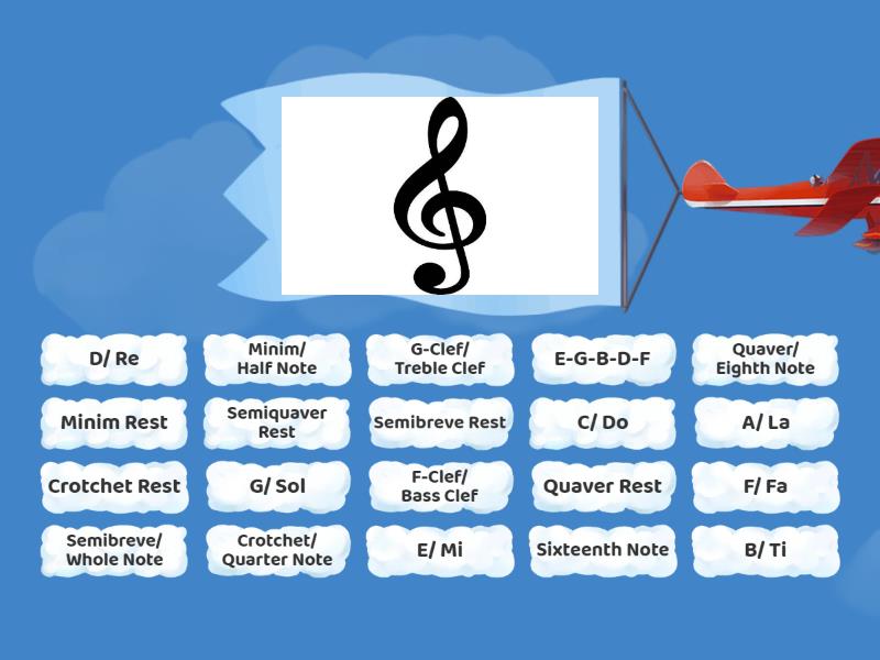 Clefs, Notes, Rests and Pitch Names - Find the match