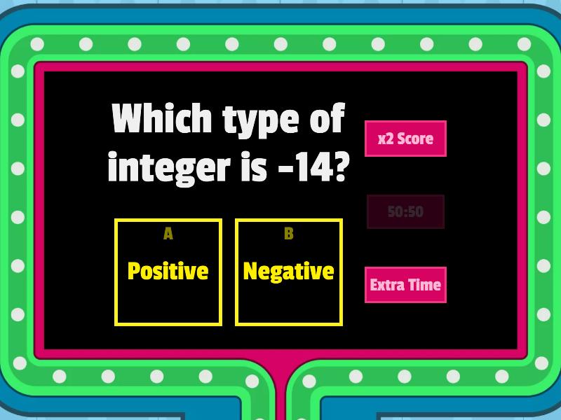 MATHS- INTEGERS QUIZ - Gameshow quiz