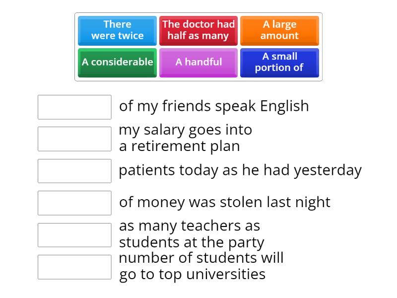 Amounts and comparisons - Match up
