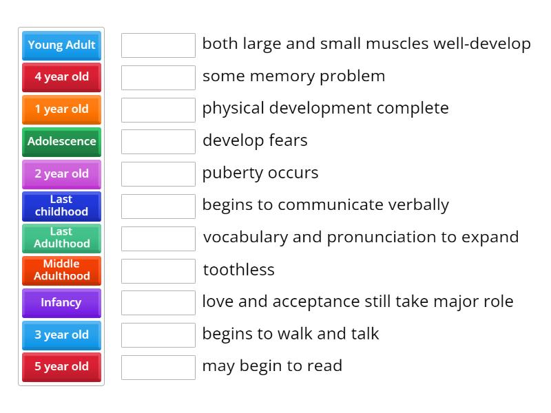 Life Stages - Match up