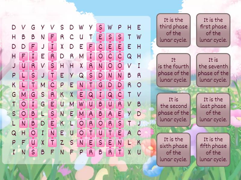 phases of the moon - Wordsearch
