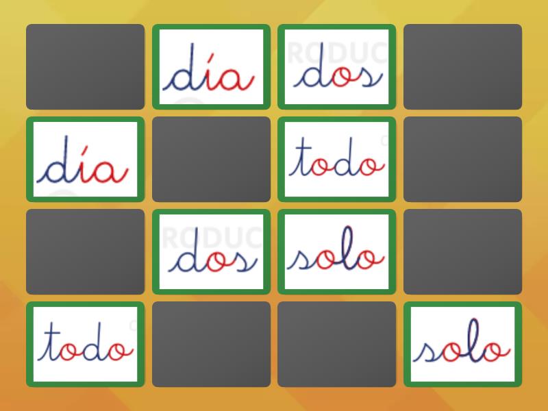 Palabras de alta frecuencia - Matching pairs