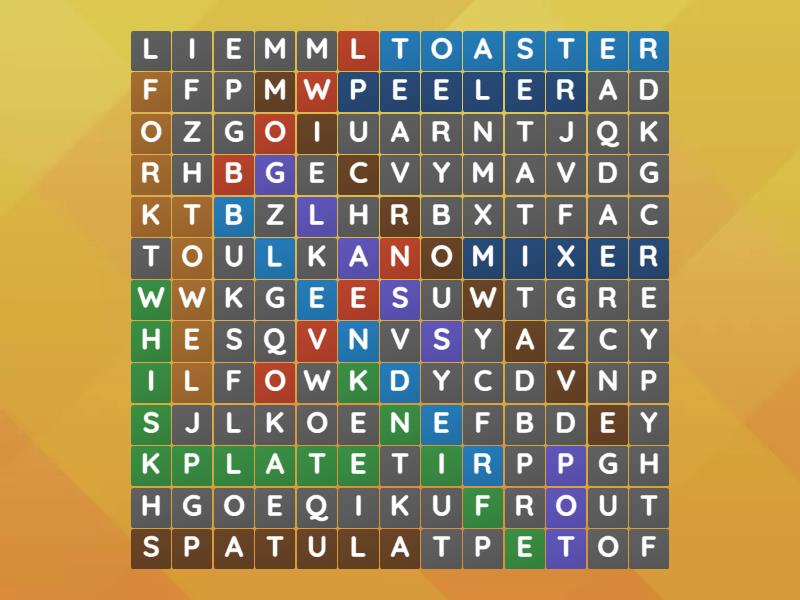 Let's learn kitchen elements - Sopa de letras