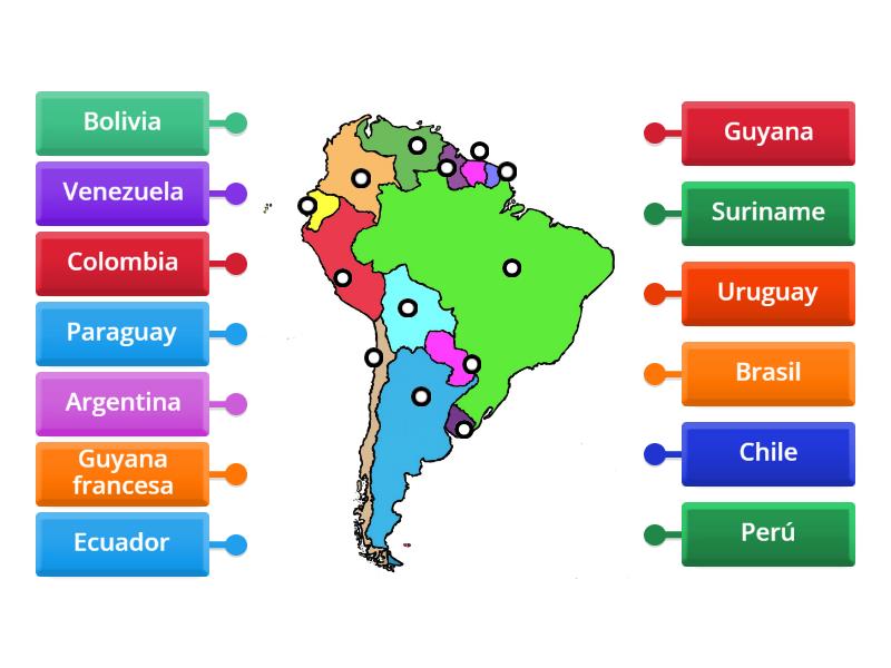 Ubica los paises de America del sur - Labelled diagram