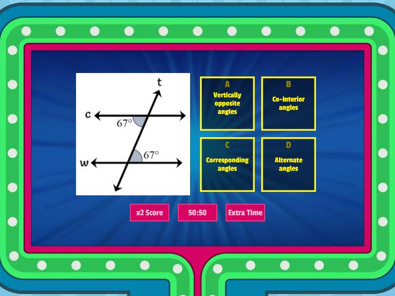 Sorting types of angles - Gameshow quiz