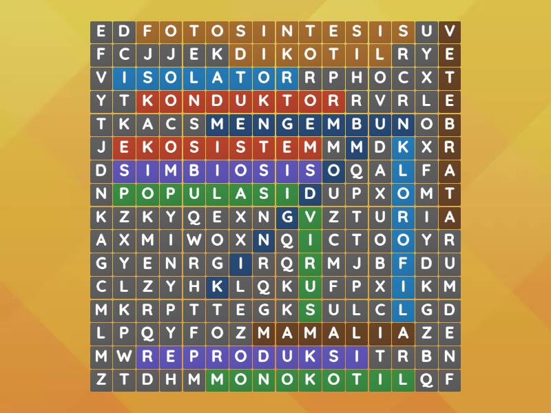 Pengetahuan Alam - Wordsearch