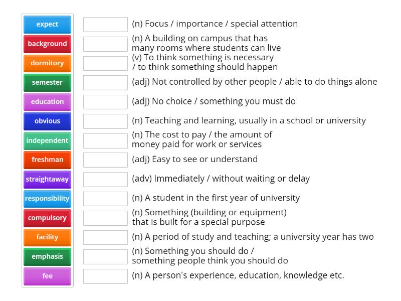 CE: Unit 1, Reading 1 - Match up