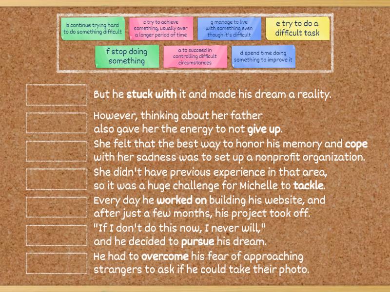 EMPOWER Upper Intermediate B2 | Unit 10B: Verbs of Effort - Match up