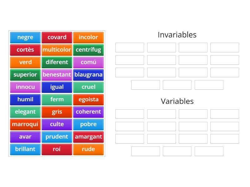 Adjectius invariables - Group sort
