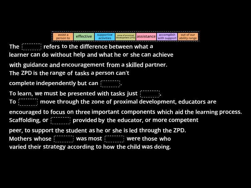 ZPD. Cloze test - Complete the sentence