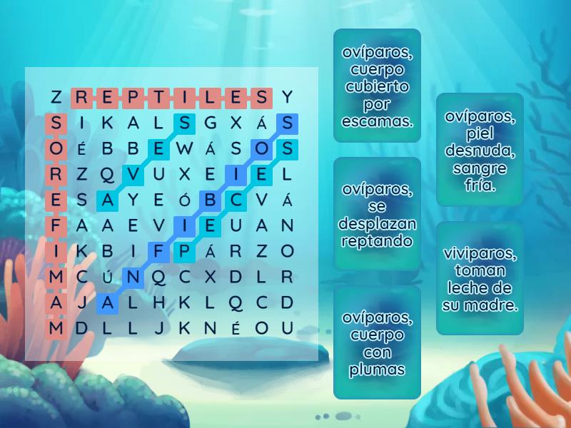 animales vertebrados - Sopa de letras