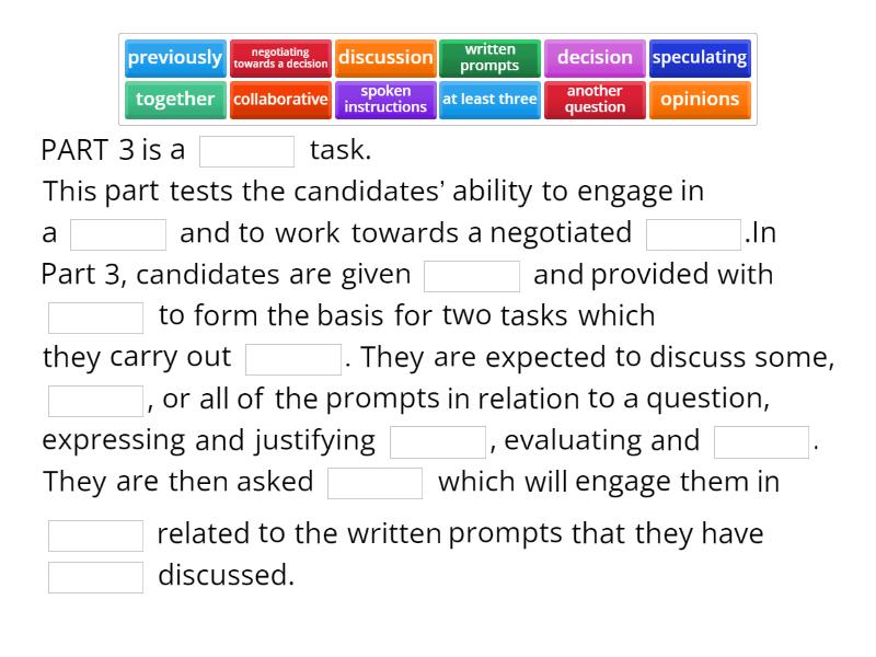 CAE SPEAKING PART 3 - Complete the sentence