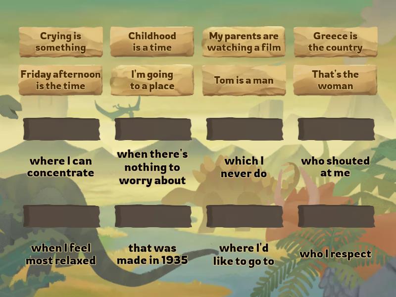 Relative clauses matching - Match up