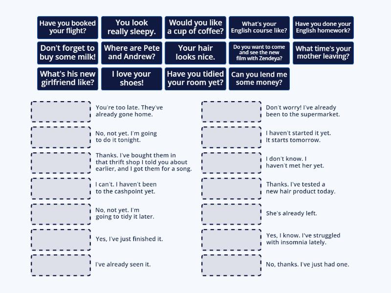 Present Perfect: matching - Match up