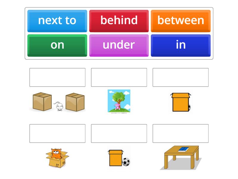 in/on/under/in front of/between/behind/next to - Match up