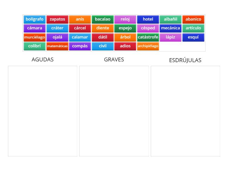 Clasificación de palabras - Categorías