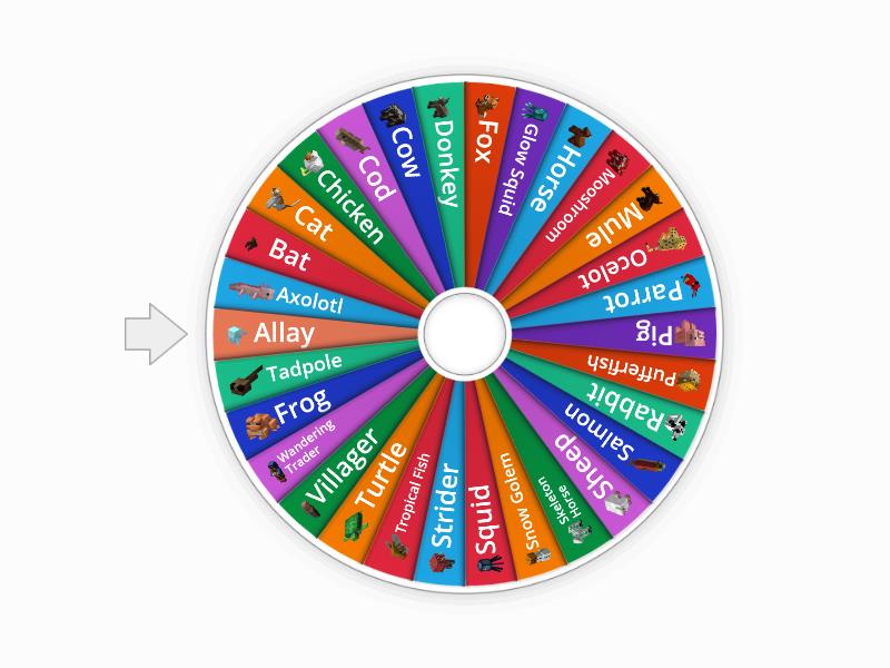 all mobs from minecraft (passive) - Random wheel