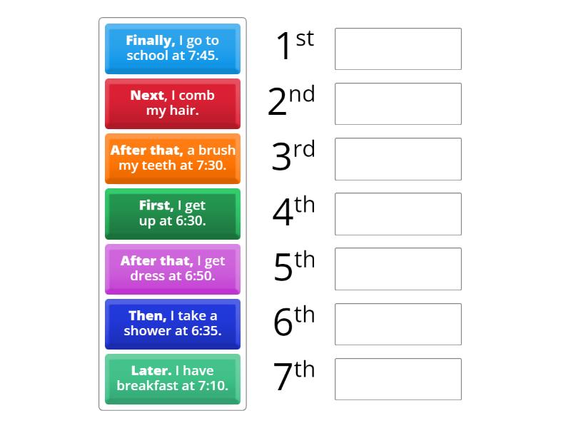 Daily Routine Sequence - Rank order