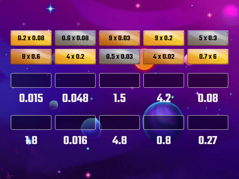 Multiplying Decimals - Match up