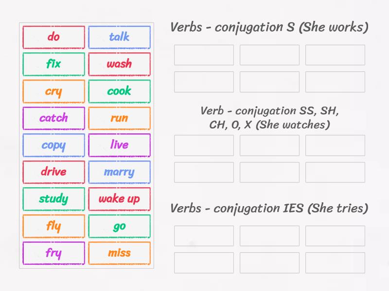 Simple Present - 3rd person conjugation - Group sort