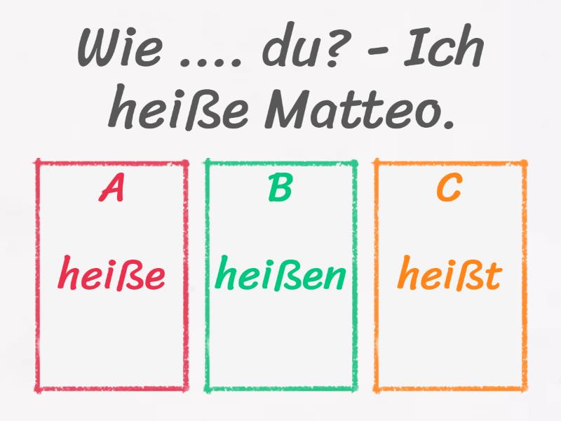 Präsens des Verbs heißen - Quiz