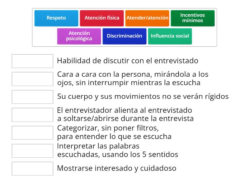 Observar y escuchar en la entrevista - Une las parejas
