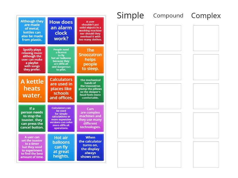 CAL Simple, Compound, or Complex Sentences - Group sort