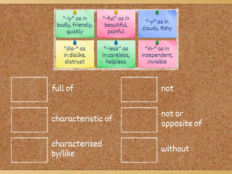 Affixes Level 3 - Match up