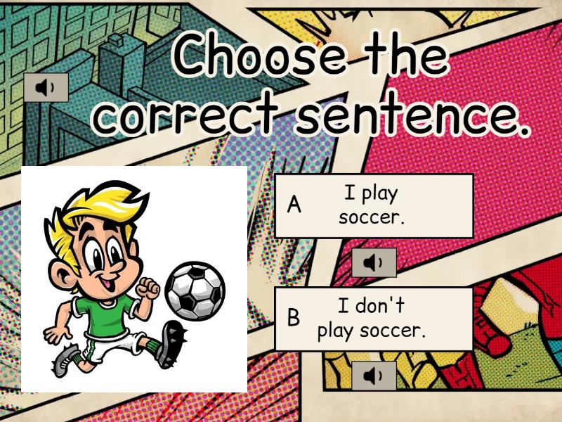 I go / I don't go [Affirmative and Negative Sentences about Sports] - Quiz