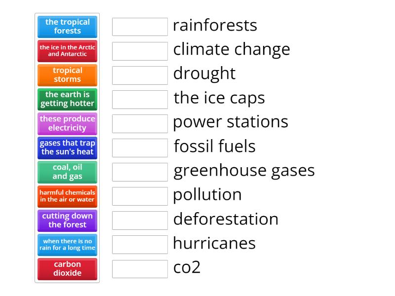climate change - Match up